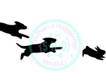 Dogs chasing rabbit | Etsy