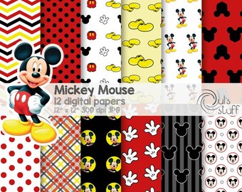 Mickey digital paper | Etsy