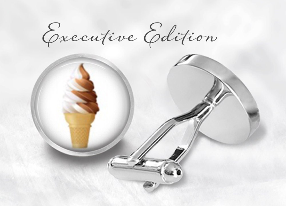 Chocolate Vanilla Swirl Cone Cufflinks Ice Cream Cone