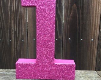 Items similar to 8 Inch Black and Gold Glitter Dipped Number 1 ...