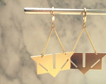 Items similar to Triangle Earrings, Sterling Silver Chain, Long ...