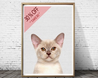 Modern cat art | Etsy