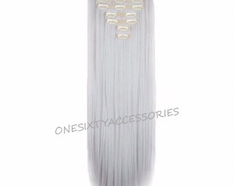 Grey hair extension | Etsy