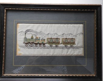 Train embroidery | Etsy