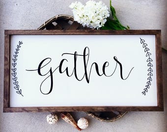 Gather wood sign | Etsy