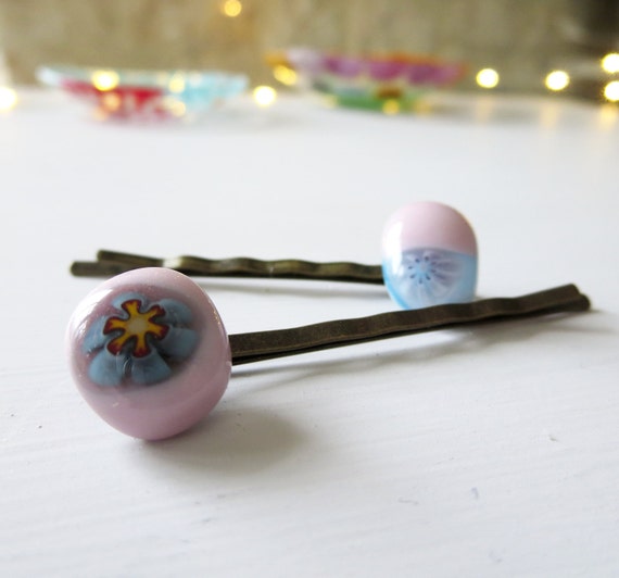 Items similar to Bobby Pins , Hair Clips , Fused Glass Bobby Clips ...