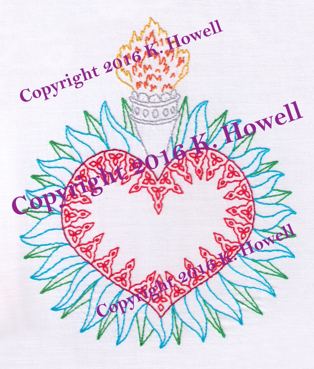 Sacred Heart Hand Embroidery Pattern Large Catholic