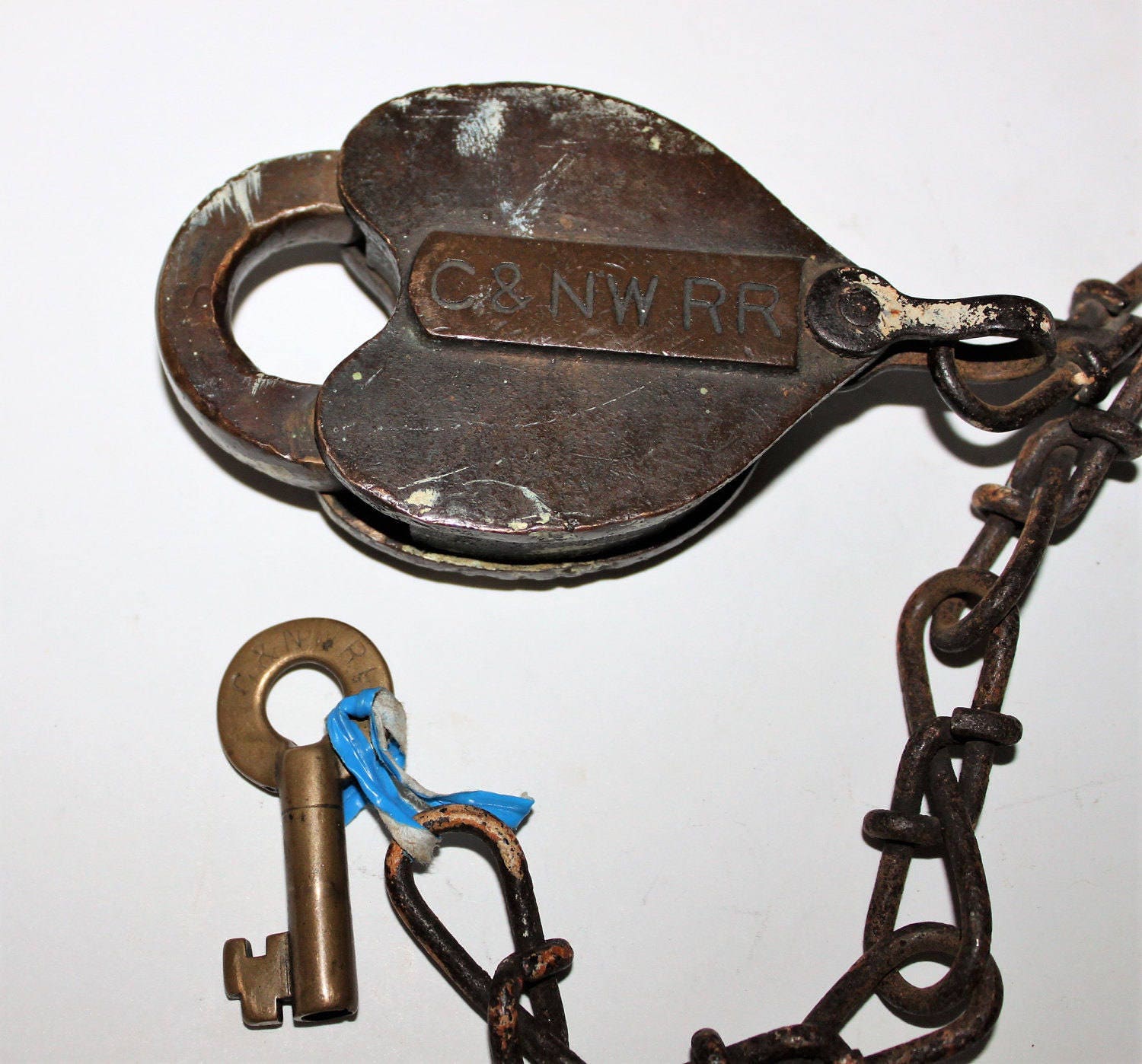 Antique Slaymaker Brass Padlock, Chicago and Northwestern Railroad ...