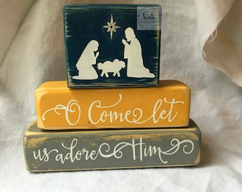 Nativity blocks | Etsy