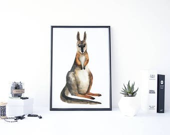 Kangaroo watercolor | Etsy