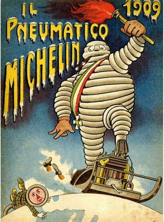 Vintage 1909 Michelin Tyre Advertisement Poster A3 Print