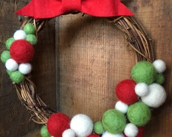 Felt ball wreath | Etsy