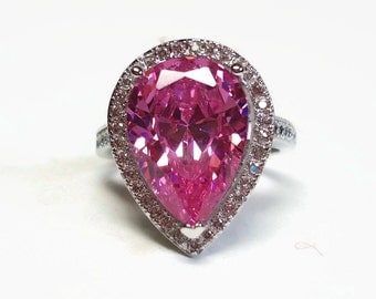 Pear pink stone ring | Etsy