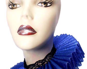 Black Satin Wrist Ruffs Ruffled Arm Bands Elizabethan