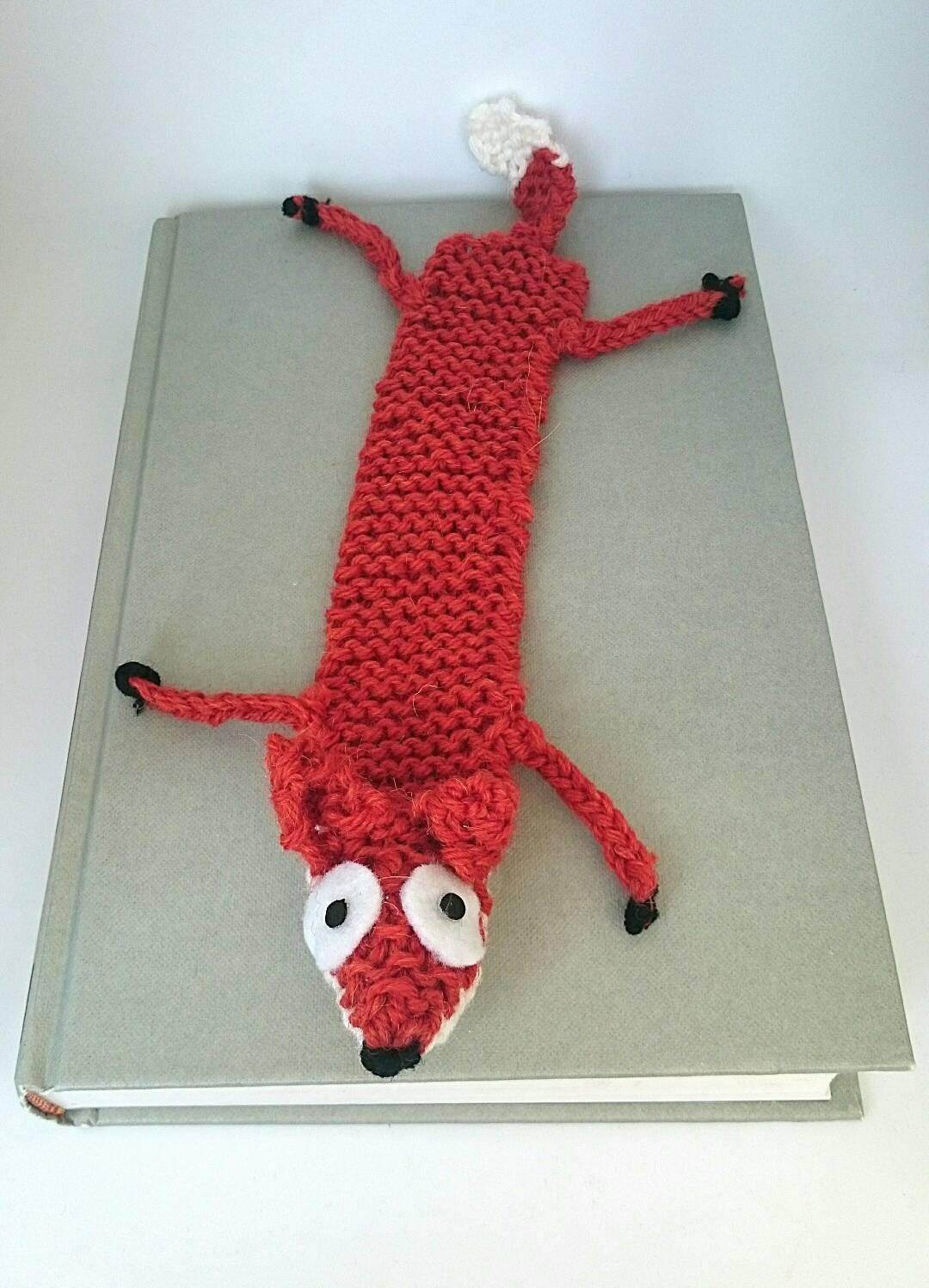 Knitted fox bookmark Fox bookmark sqaushed fox bookmark