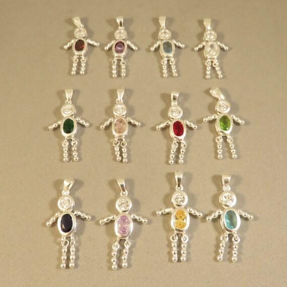BIRTHSTONE BABY Sterling Silver Boy Girl Pendant Charm All