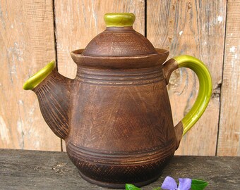 Art pottery teapot | Etsy