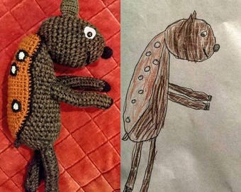 Custom stuffed toy made from drawing