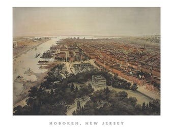 Old Map of Jersey City and Hoboken Hudson County 1882