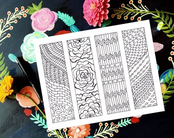 Items similar to Zentangle Inspired Bookmarks Printable Coloring Page ...