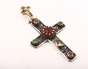 Ruby cross pendant | Etsy