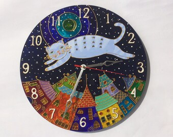 Cat wall clock | Etsy