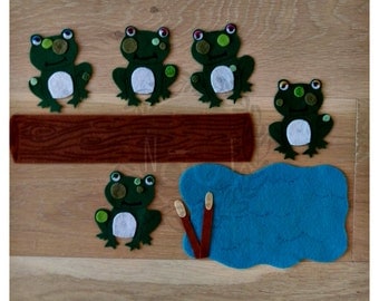 Items similar to 5 Green Speckled Frogs Flannel Board Felt Story Set ...