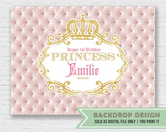 Princess Pink and Gold Royal backdrop PDF printable file
