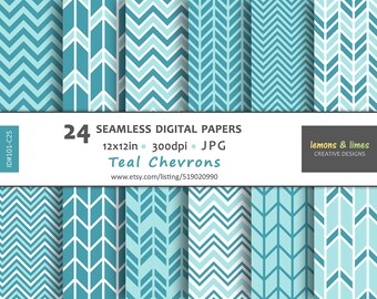 Teal chevron pattern | Etsy