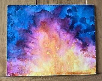Volcano watercolor | Etsy