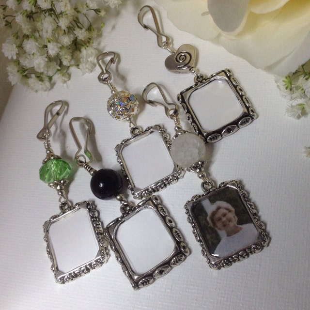 Memorial photo charms & pins for wedding by SmilingBlueDog on Etsy