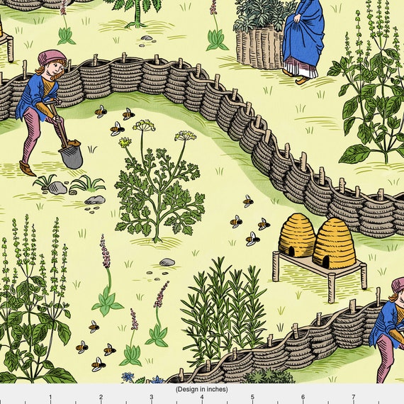 Medieval Herb Garden Fabric Medieval Herb Garden Color 1 By