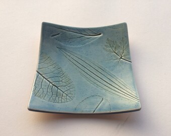 Blue leaf dish | Etsy