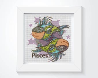 Pisces cross stitch | Etsy