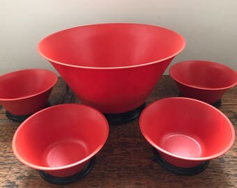 Red pedestal bowl | Etsy