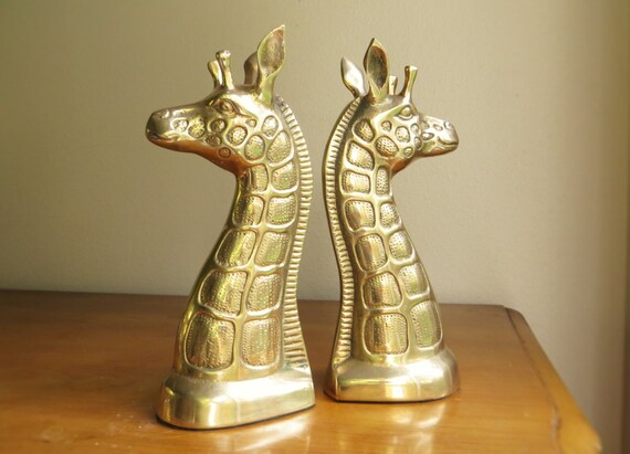 Vintage Brass Giraffe Bookends Gold Giraffe Book Ends