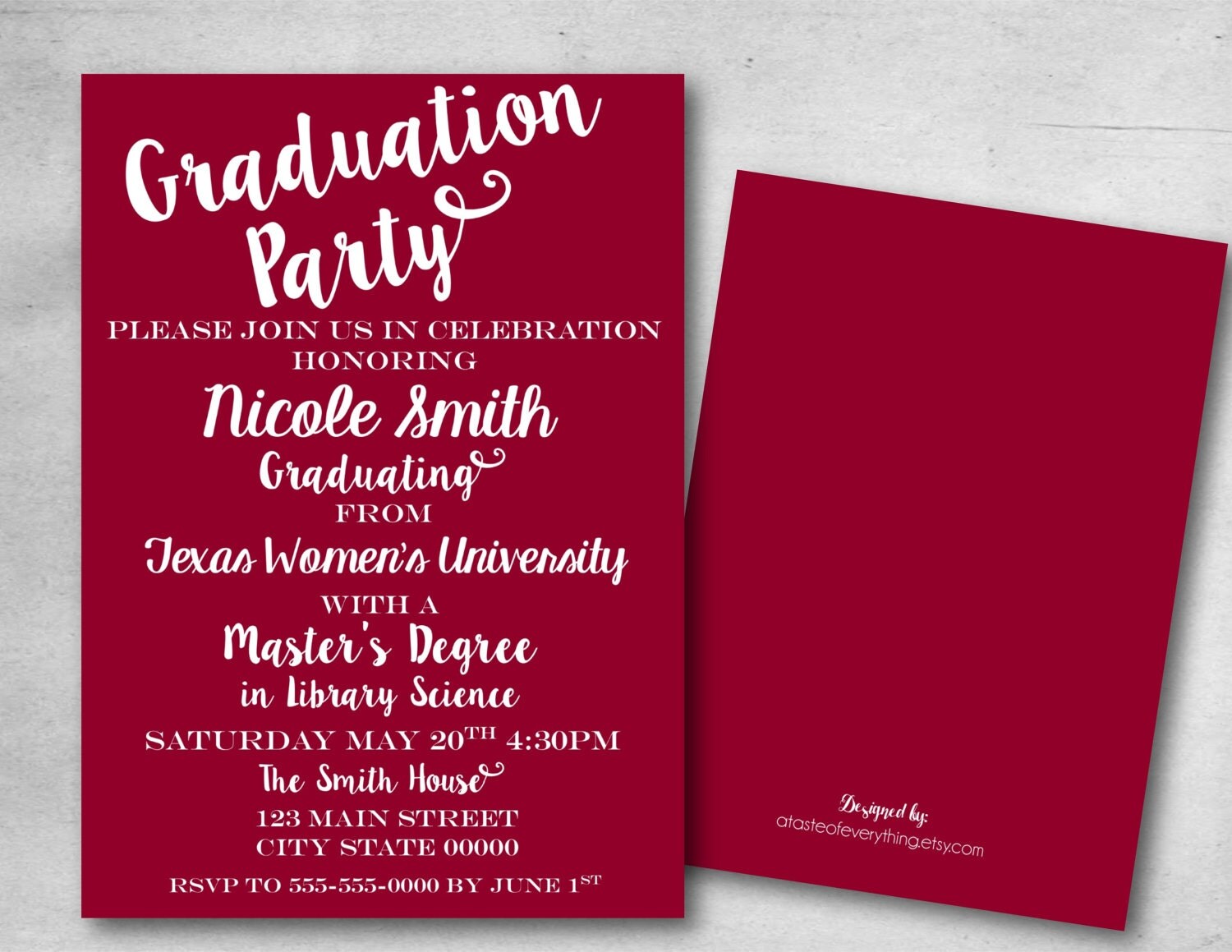 Graduation Party Invitation Save The Date College Masters Diy