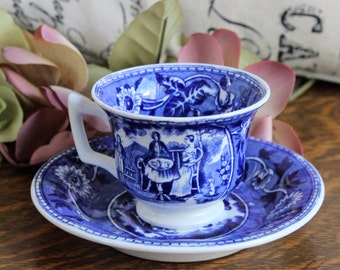 Flow blue tea cup | Etsy