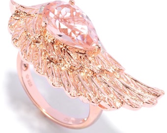 Gold angel wing ring | Etsy