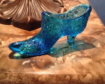 Blue glass shoe | Etsy
