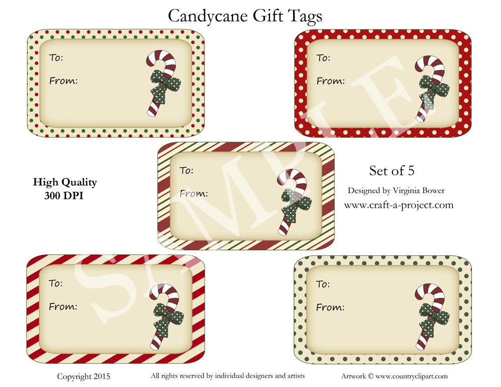 Candy Cane Gift Tags Christmas Gift Tags