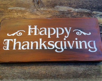 Happy Thanksgiving Sign / Give Thanks Sign / Primitive Sign