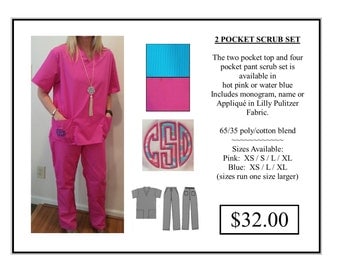 Monogrammed scrubs | Etsy