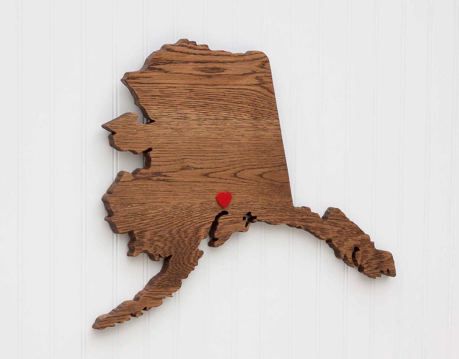 Alaska state shape wood cutout sign wall art with star or