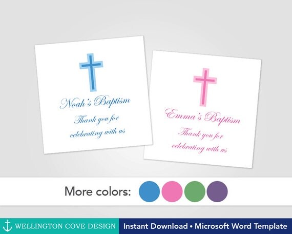 Printable Baptism Favor Tags Or Stickers Microsoft Word