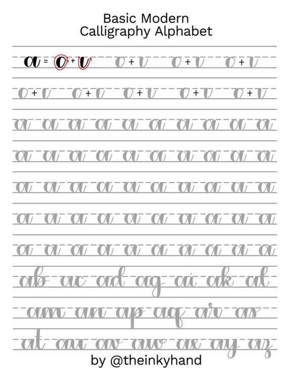 Basic Modern Calligraphy Practice Sheets By Theinkyhand