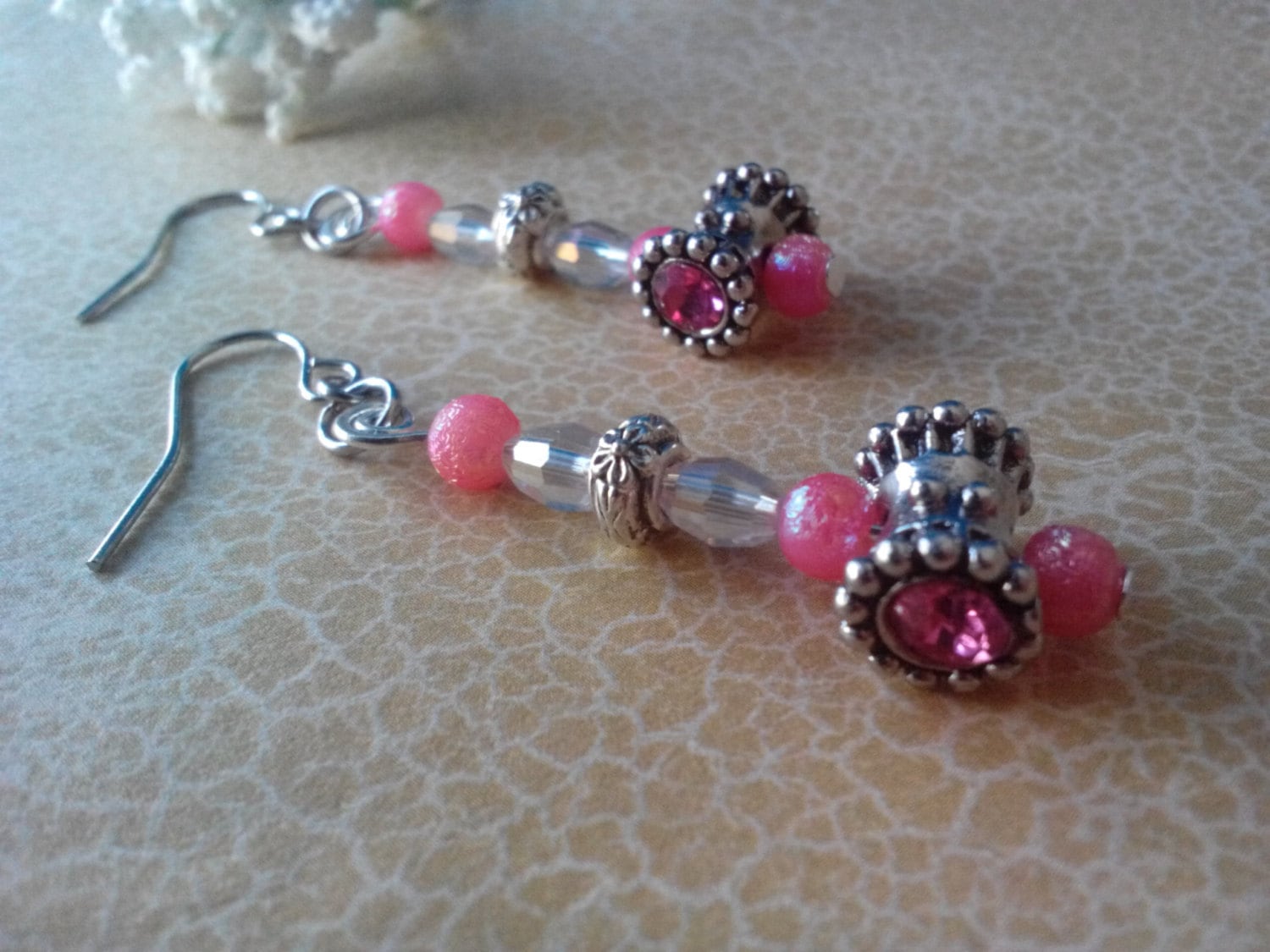Brilliant Pink Crystal Dangle Earrings Sparkle And Shine In