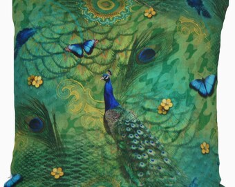 Peacock print fabric | Etsy