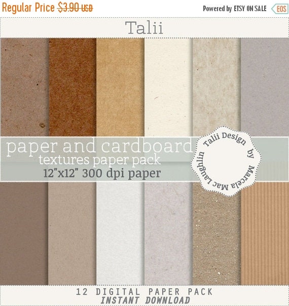 Paper and Cardboard Textures DIGITAL PAPER PACK 12 by HelloTalii