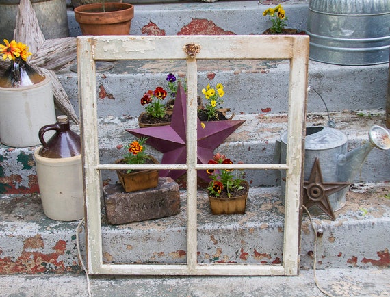 Antique Rustic Window Frame with no Glass 6 Pane Reclaimed